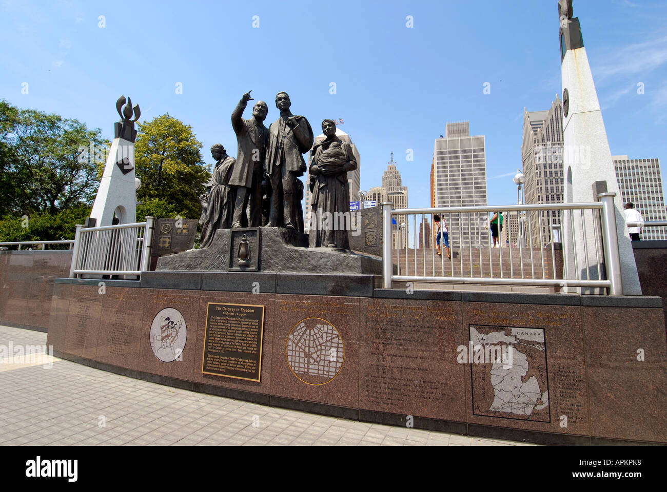Downtown Detroit Michigan as view from the Hart Plaza symbolizing ...