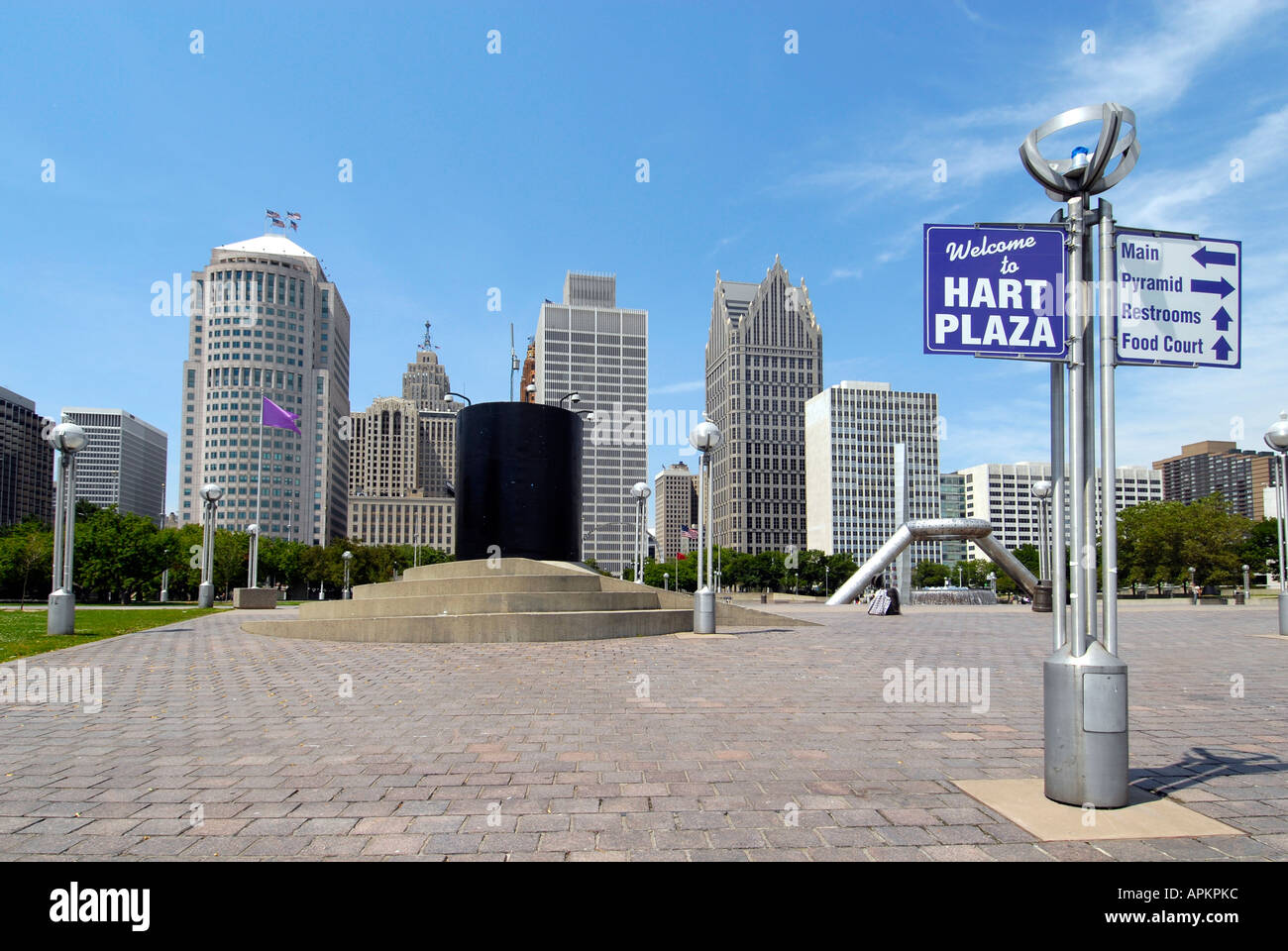 Hart Plaza in Downtown Detroit Michigan as viewed from the Hart Plaza ...