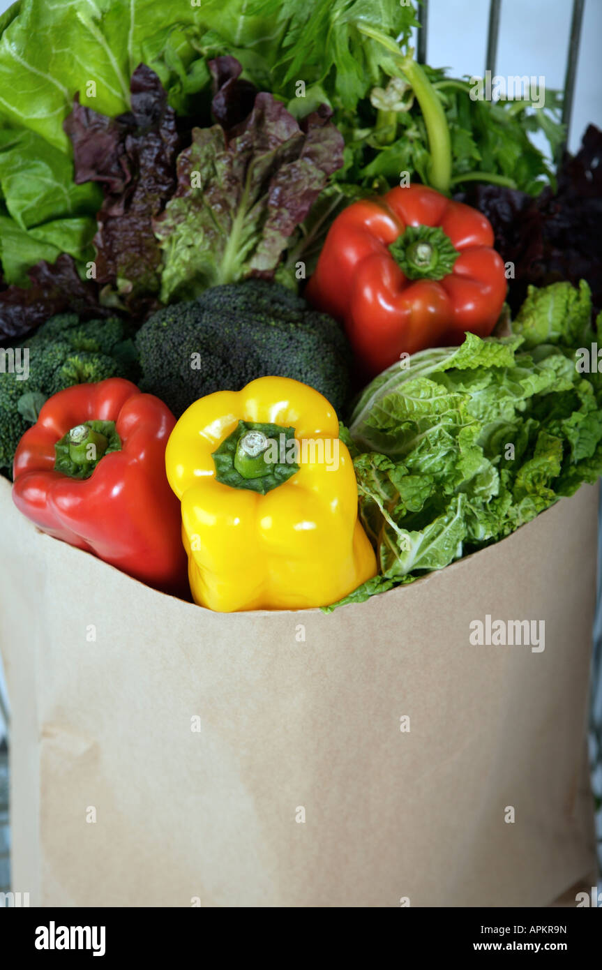Grocery bag in cart Stock Photo - Alamy