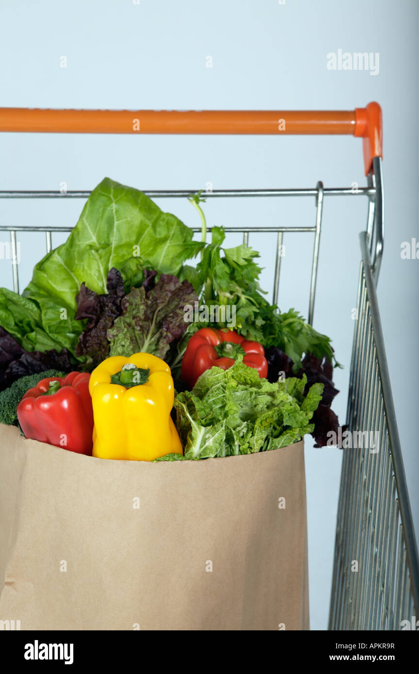 Grocery bag in cart Stock Photo - Alamy