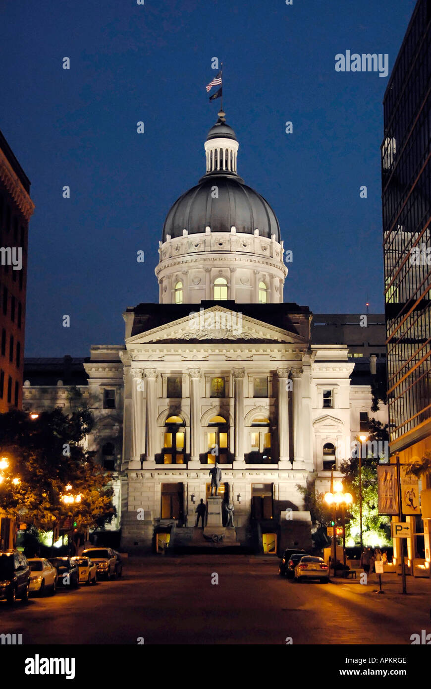 The State Capitol Building at night at Indianapolis Indiana IN Stock ...