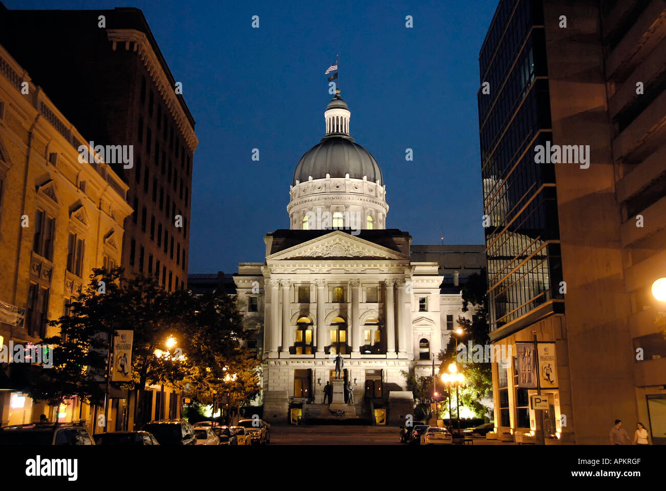 The State Capitol Building at night at Indianapolis Indiana IN Stock ...