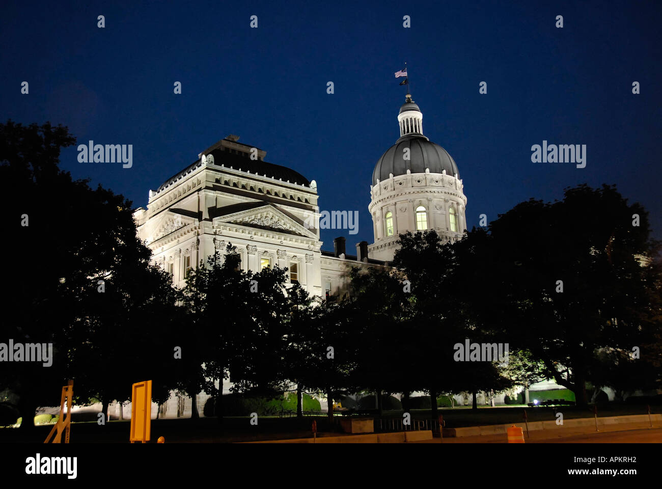 The State Capitol Building at night at Indianapolis Indiana IN Stock ...