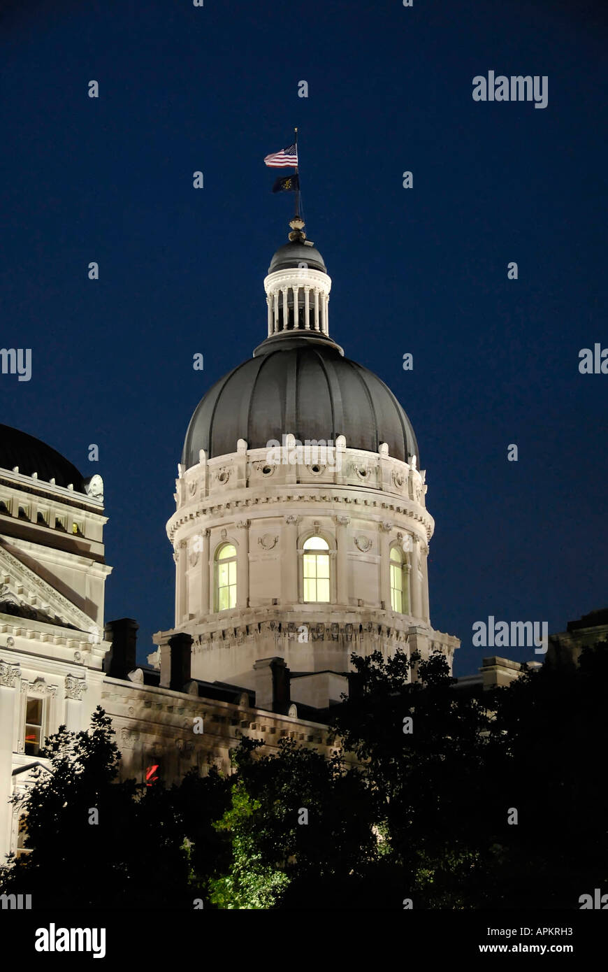 The State Capitol Building at night at Indianapolis Indiana IN Stock ...