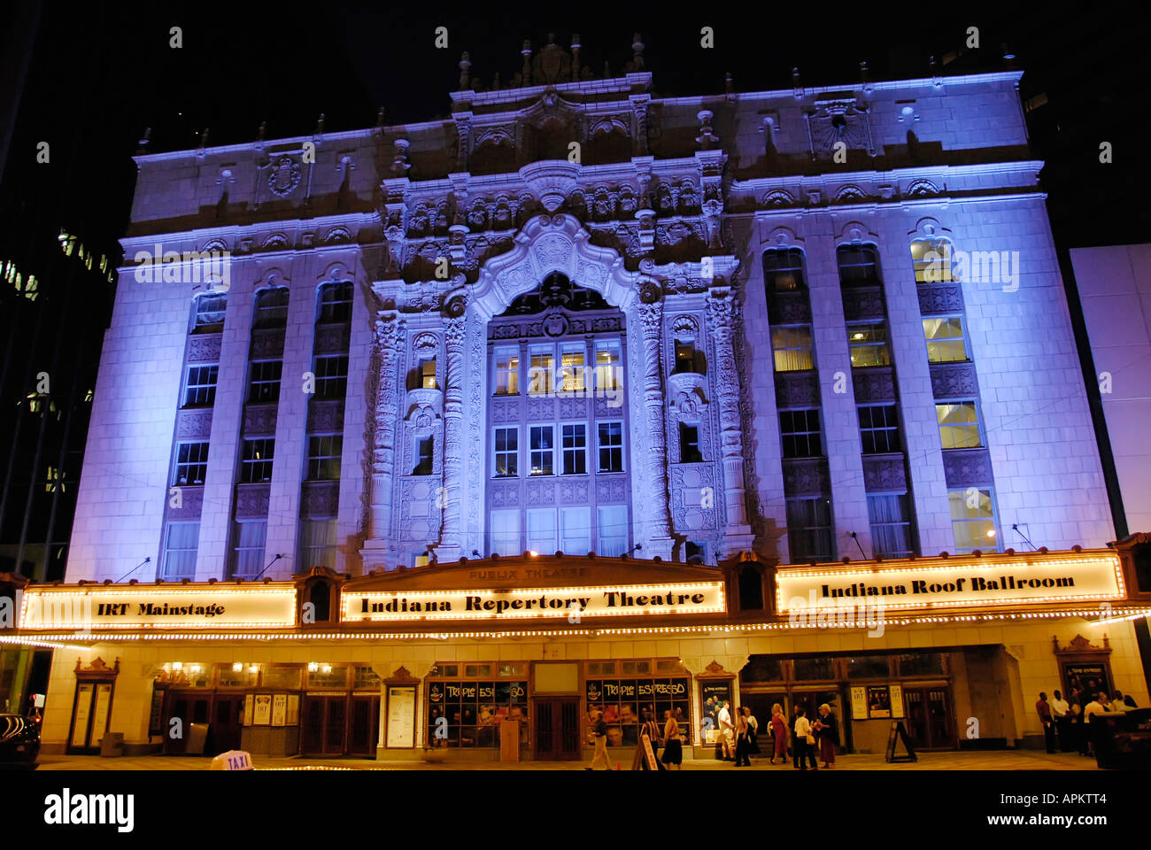 Indiana Repertory Theatre at Nighttime on the streets of downtown ...