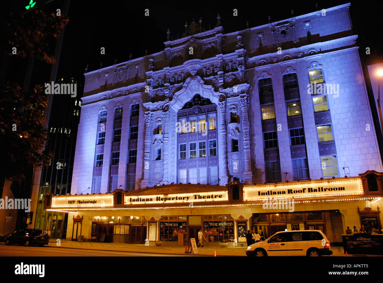 Indiana Repertory Theatre at Nighttime on the streets of downtown ...