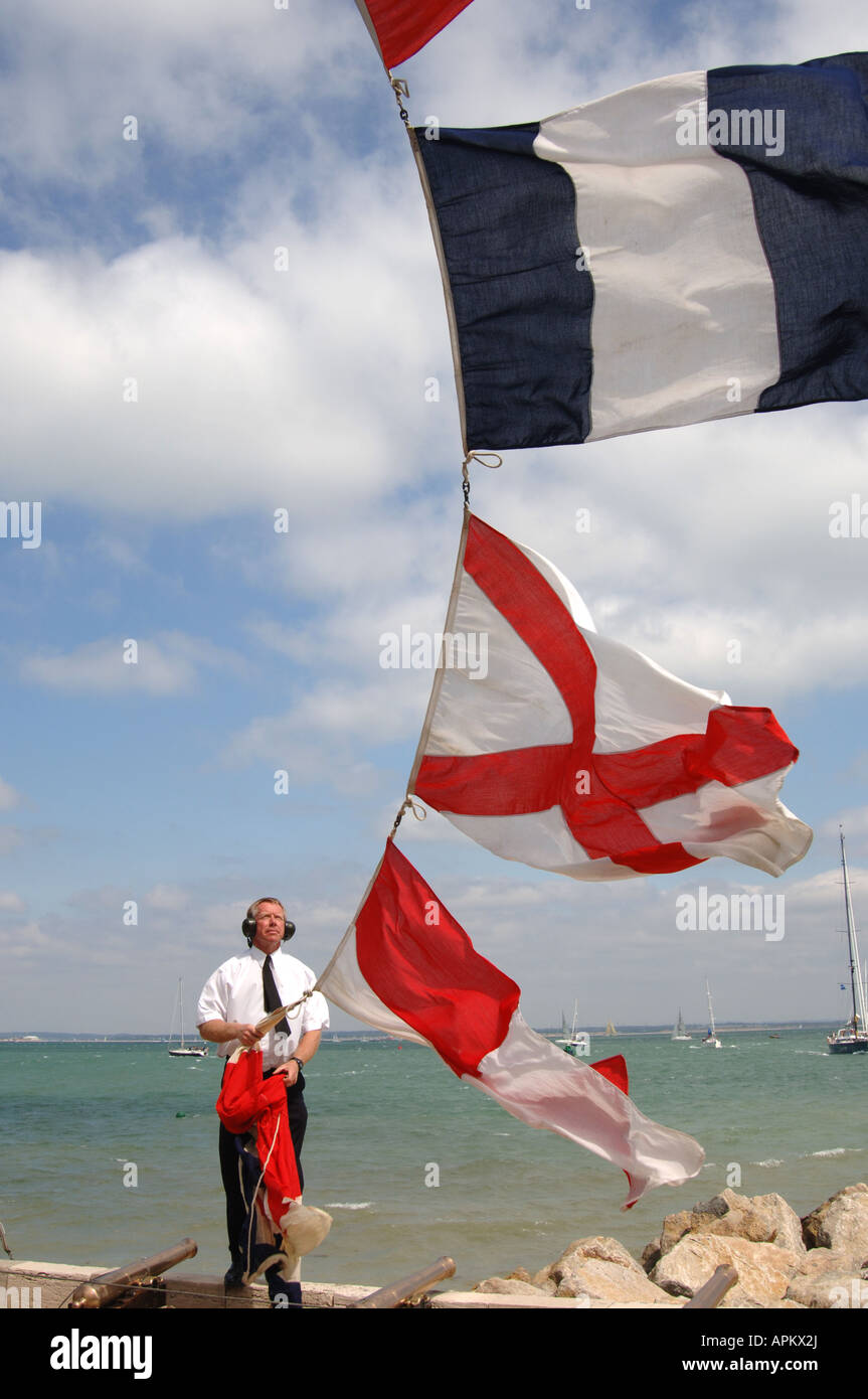 Signalling flags at Cowes royal yacht squadron Stock Photo - Alamy