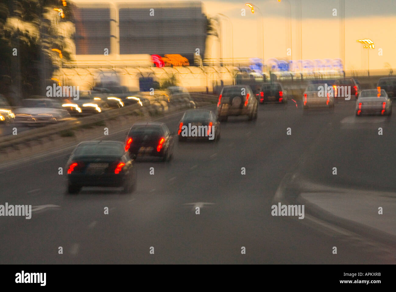 Heavy traffic on major highway at dusk Stock Photo - Alamy
