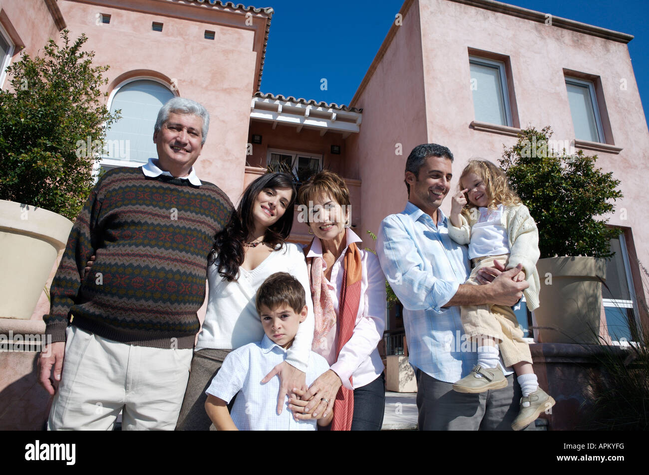 Portrait multi generational hispanic family hi-res stock photography ...