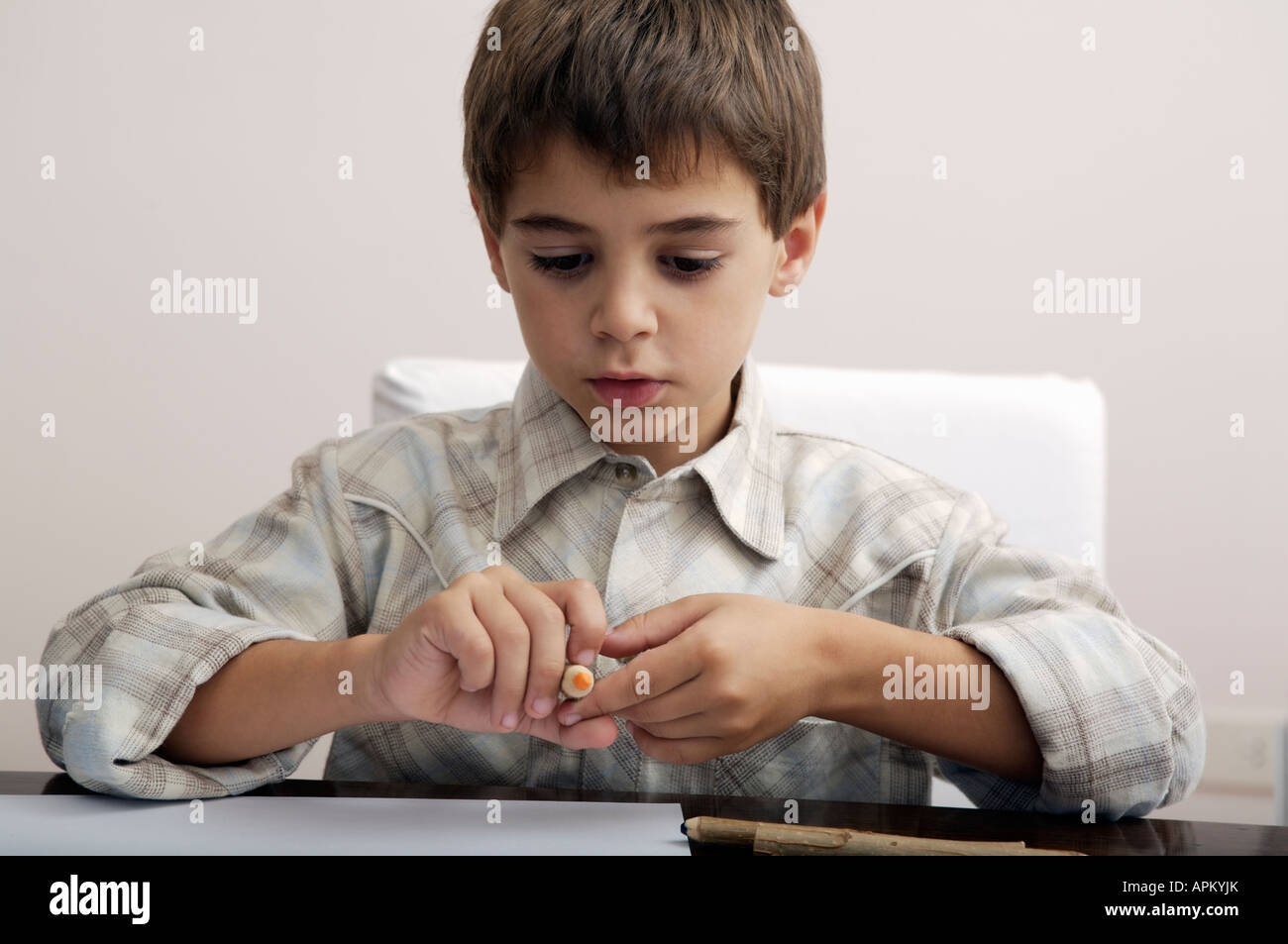 Little boy with color pencil Stock Photo - Alamy