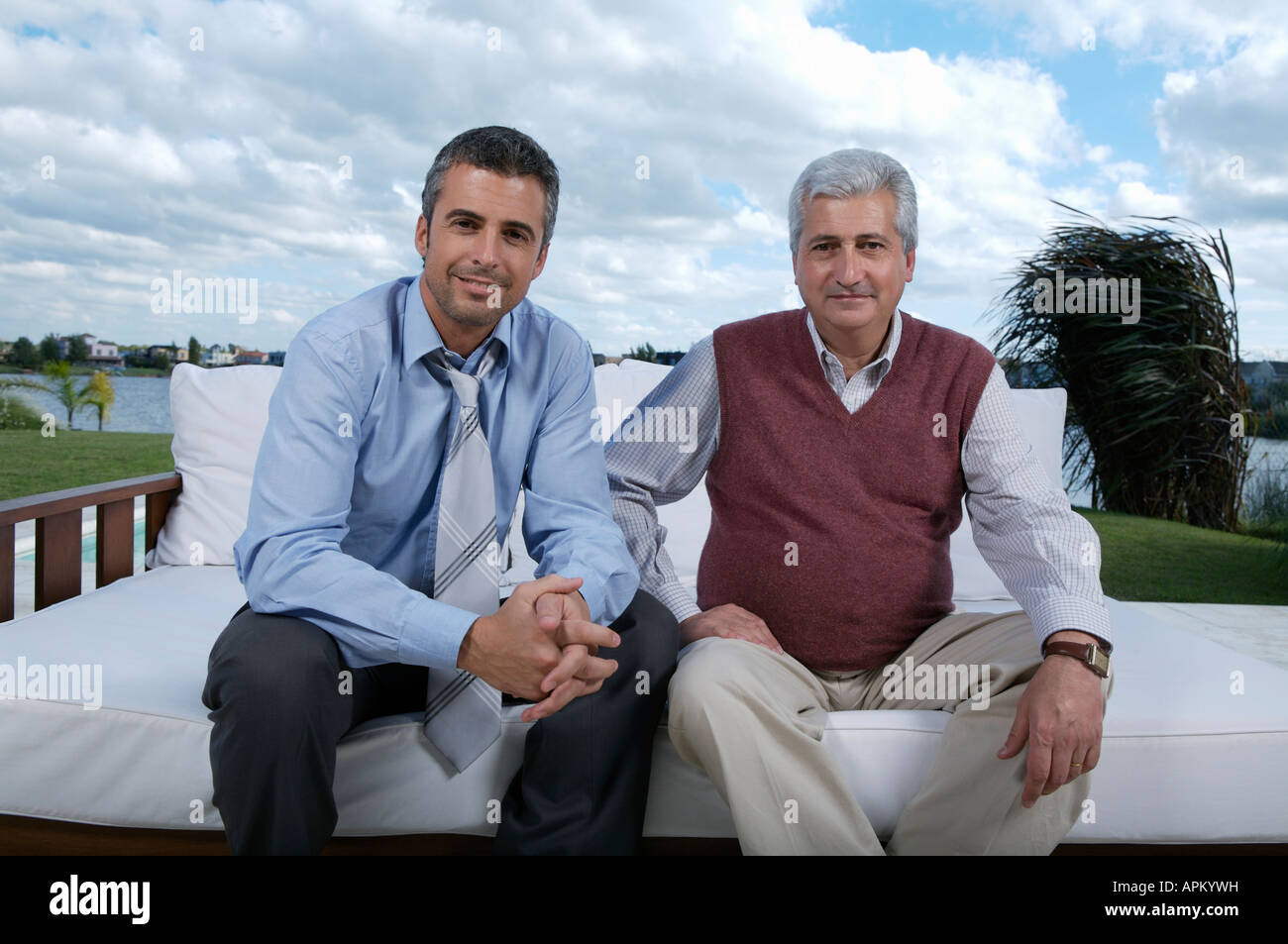 Two generations, Two fathers Stock Photo - Alamy