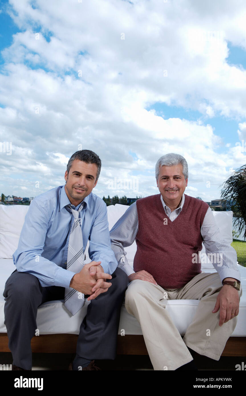 Two generations, Two fathers Stock Photo - Alamy