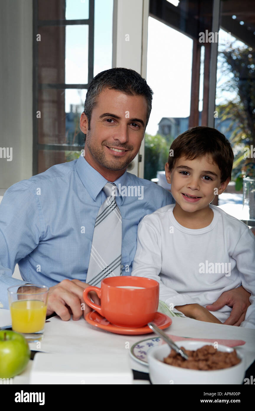Father and son at breakfast Stock Photo - Alamy