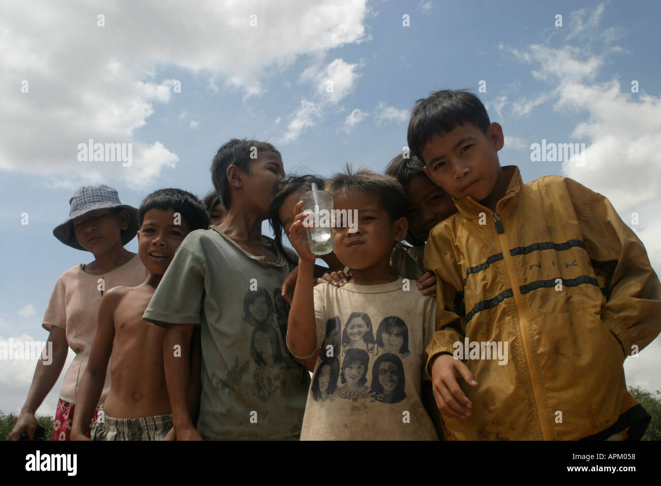 Group of cambodian village children outdoors Stock Photo - Alamy