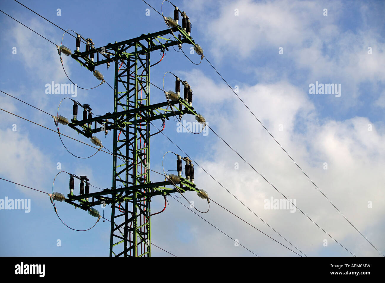 high voltage pylon in a clear and sunny day Stock Photo - Alamy