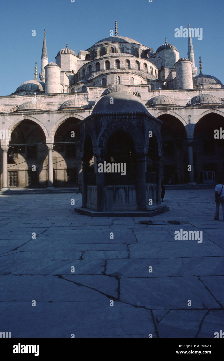 Courtyard of the Blue Mosque also known as the Sultan Ahmet Mosque ...
