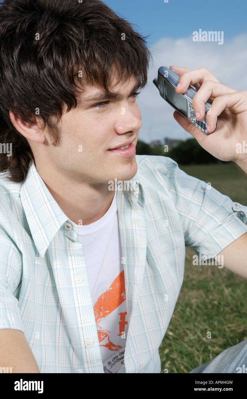 Boy with electronic agenda Stock Photo - Alamy
