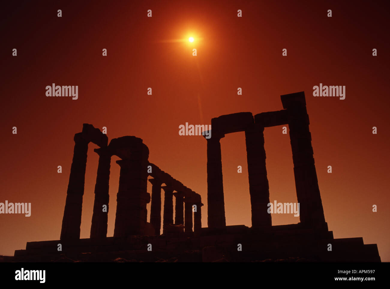 Temple of Poseidon at sunset Athens Greece Stock Photo - Alamy