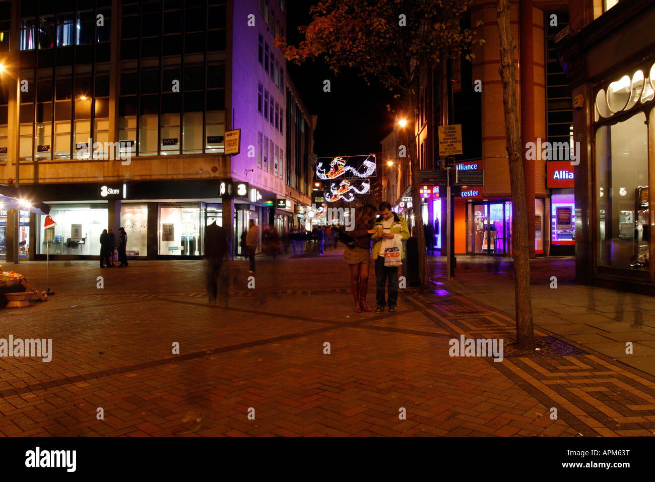 Nottingham by night. The Christmas lights add an extra dimension to ...