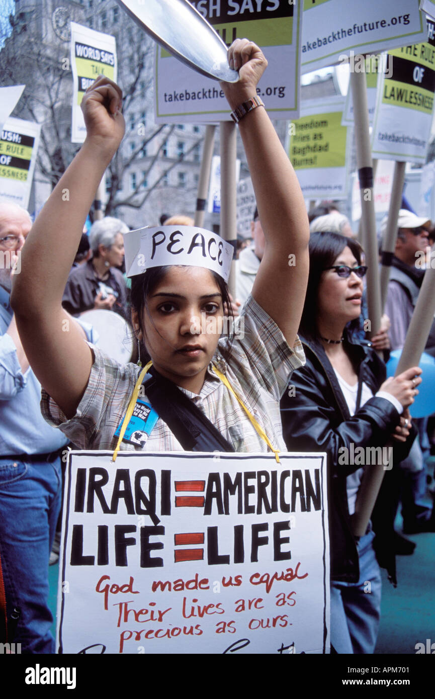 A woman makes a statement about the importance of Iraqi lives March 22 ...