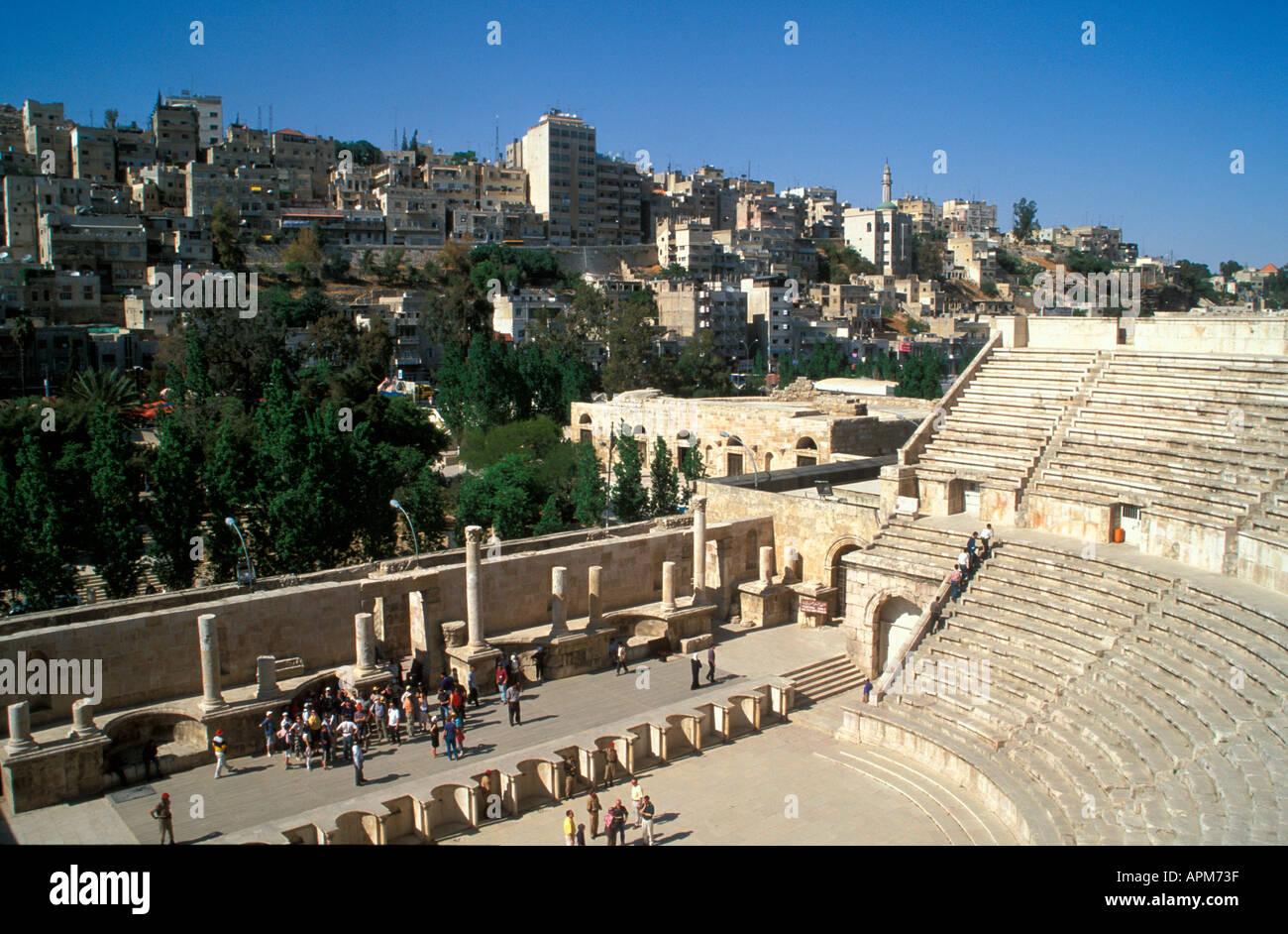 A view of the Roman amphitheatre and the city of Amman Jordan Stock ...