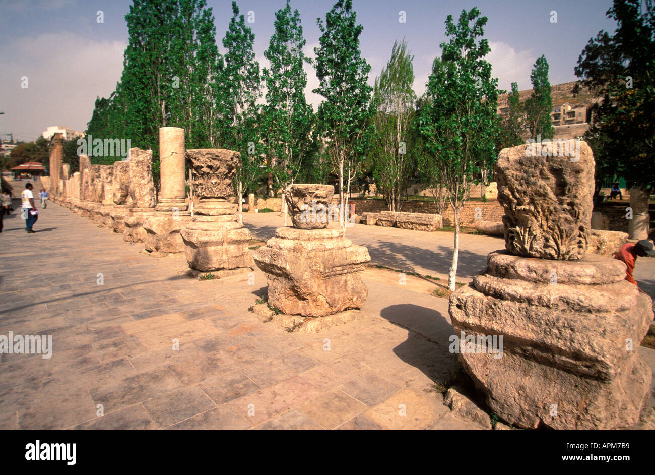 Amman colonnaded Roman street outside the Roman Theatre Jordan Stock ...