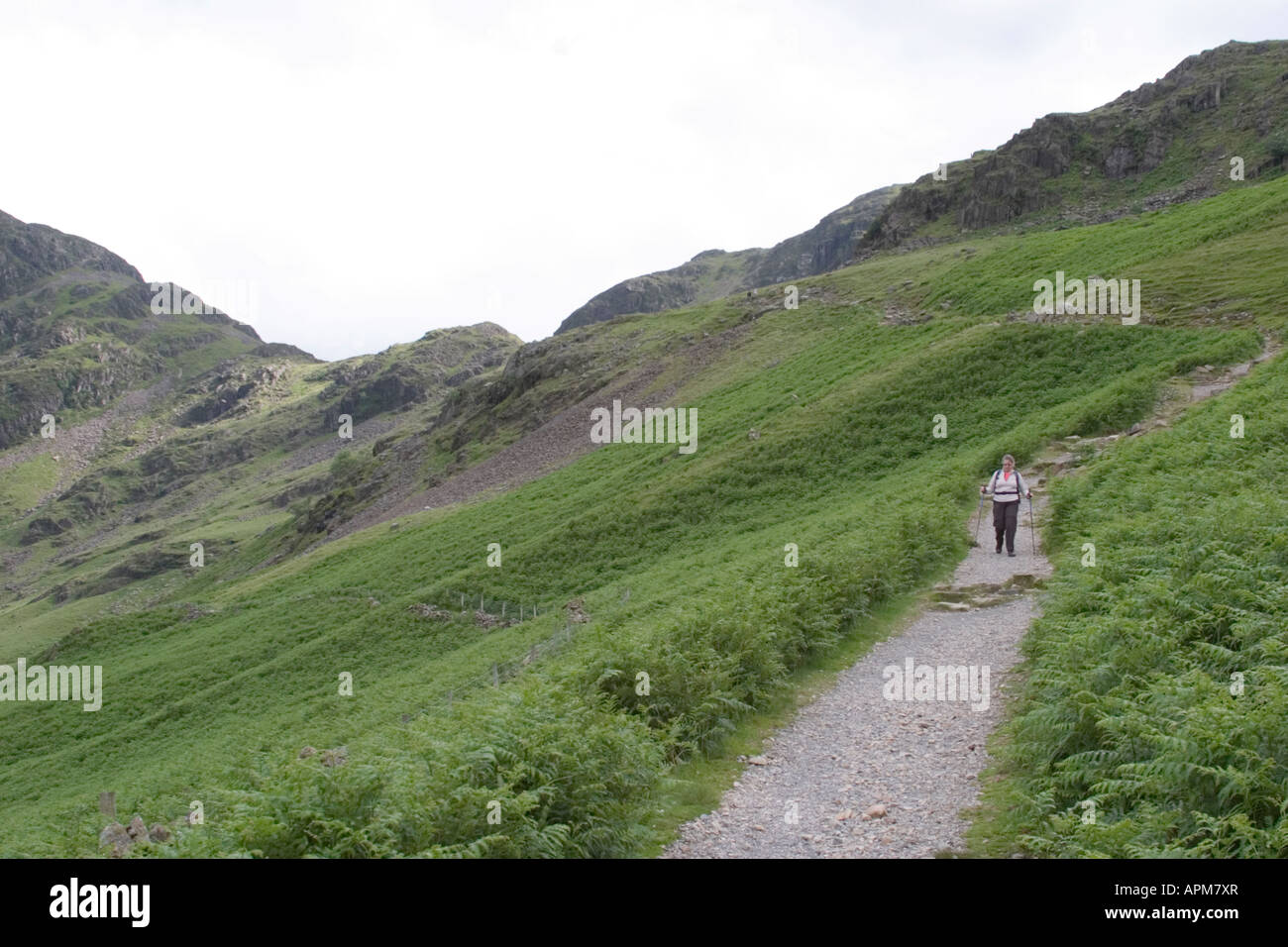 Walker descending Hay Stacks at Buttermere The Lake District Cumbria ...