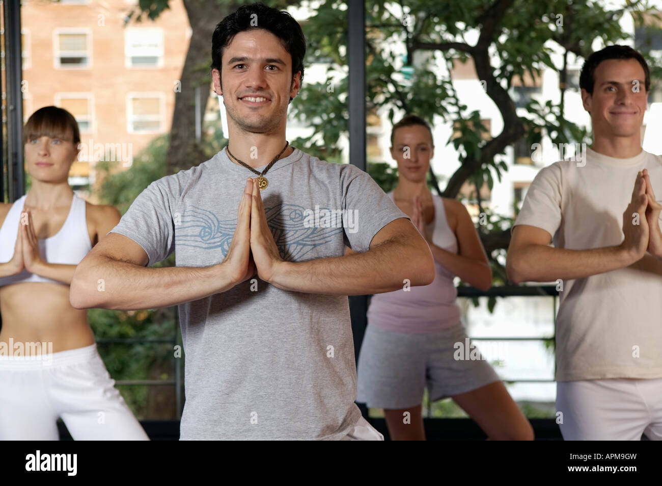 Teaching Yoga, classroom Stock Photo - Alamy