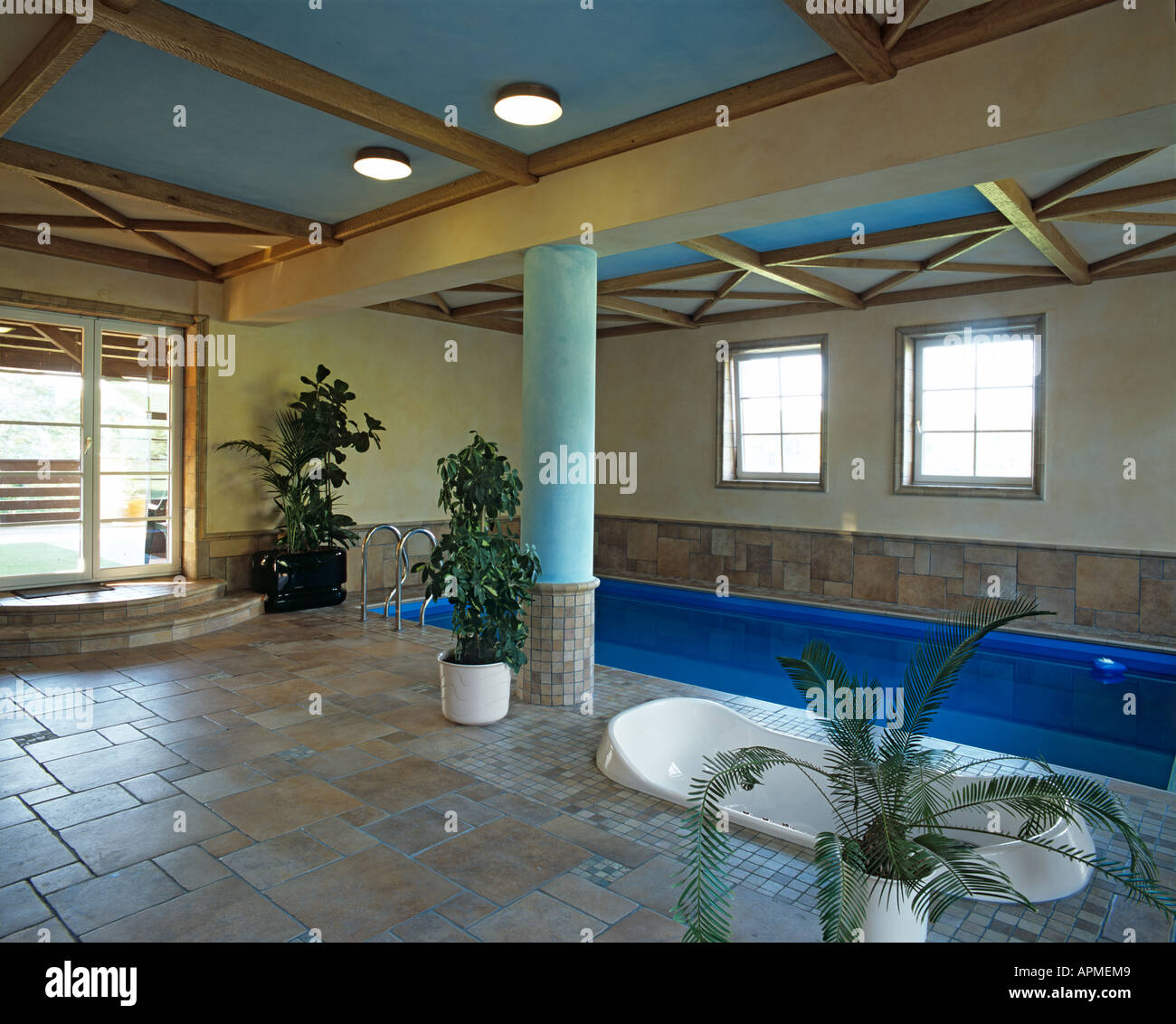 Swimming pool in country house Stock Photo - Alamy