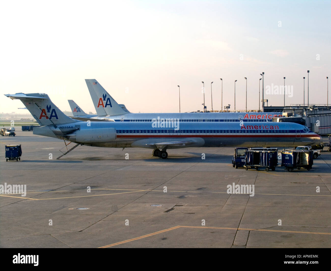 American Airlines McDonnell Douglas Super 80 jet aircraft at terminal ...