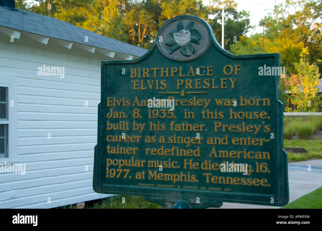 Historical old birthplace sign of poor home of music legend Elvis ...