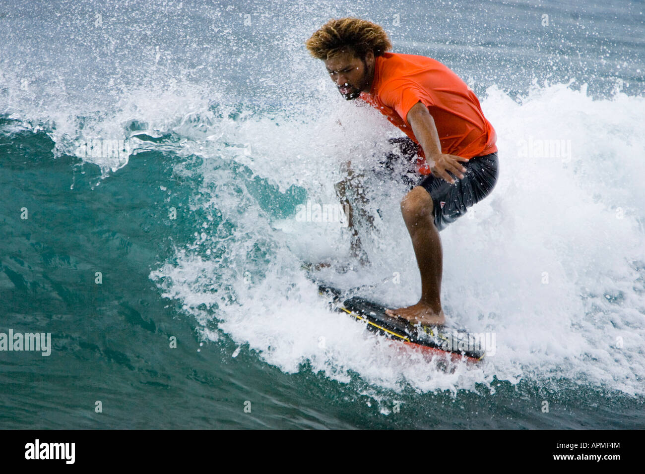 Wave rider in surf Waikiki Beach Honolulu Hawaii USA Stock Photo - Alamy