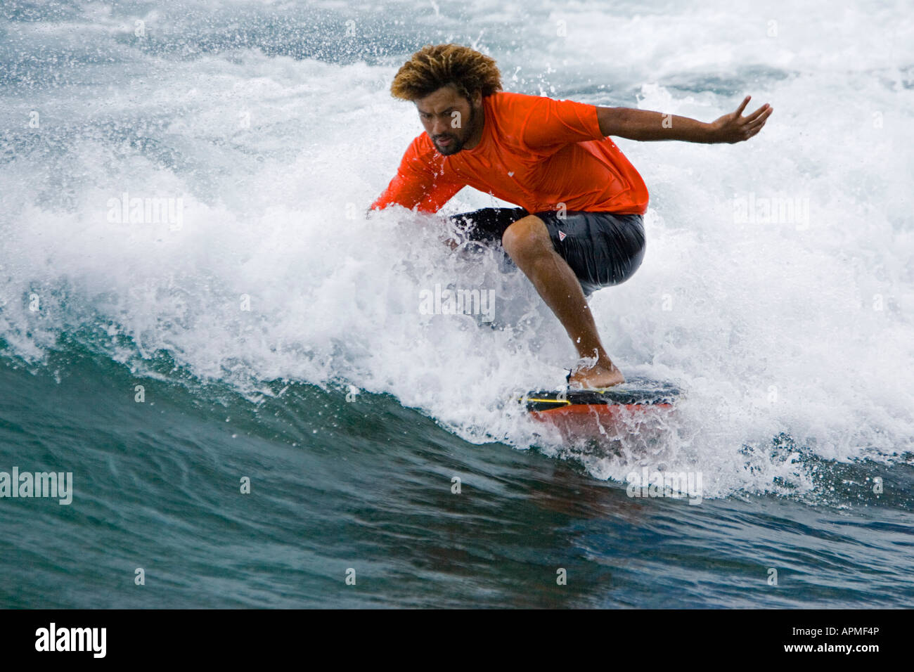 Wave rider in surf Waikiki Beach Honolulu Hawaii USA Stock Photo - Alamy