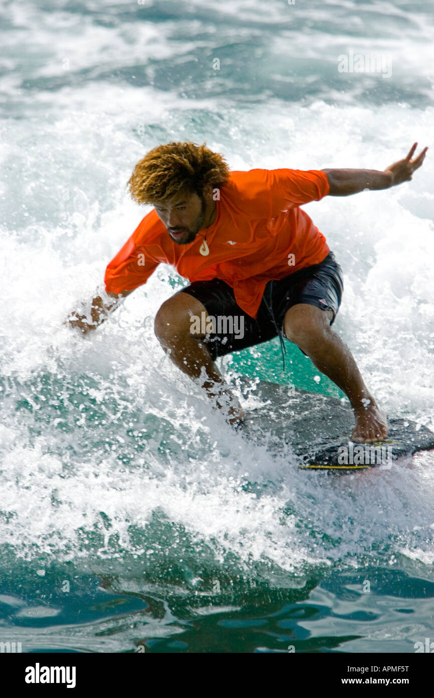 Wave rider in surf Waikiki Beach Honolulu Hawaii USA Stock Photo - Alamy