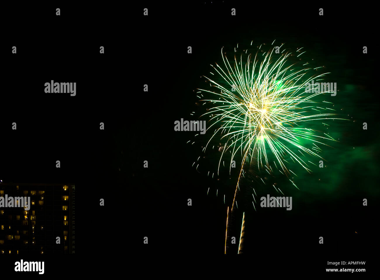 Friday night fireworks Waikiki Beach Honolulu Hawaii USA Stock Photo ...