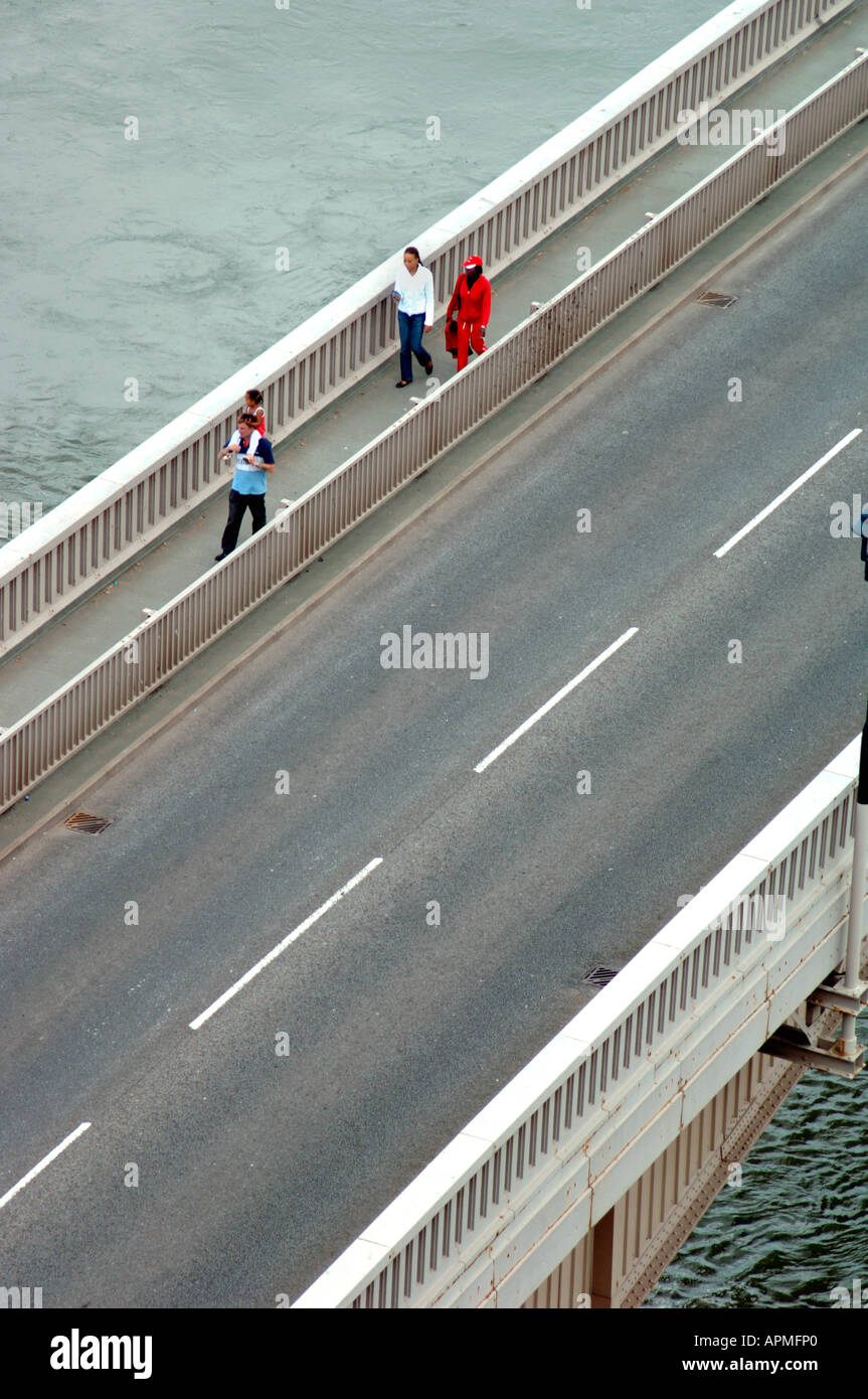 People Crossing A Bridge In Conway North Wales Stock Photo - Alamy