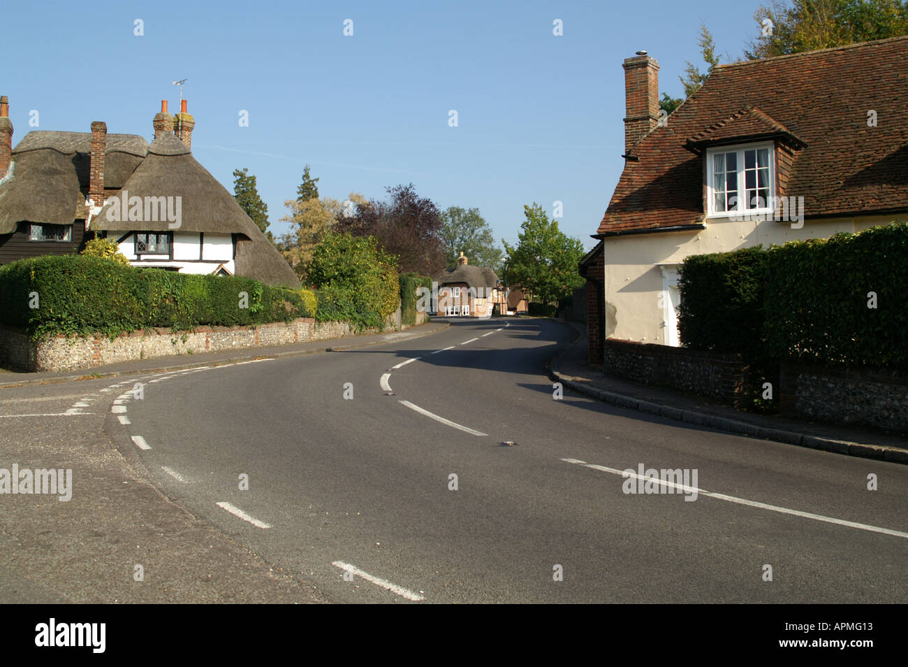 Pretty Winding Street in West Meon, Hampshire, South UK with beautiful ...