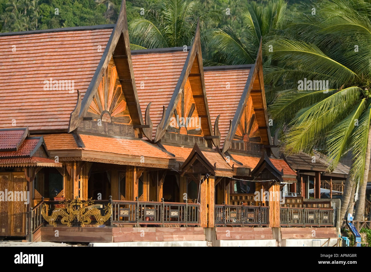 New traditional high pitch roof Thai style hotel rooms on Hat Rin Nok ...