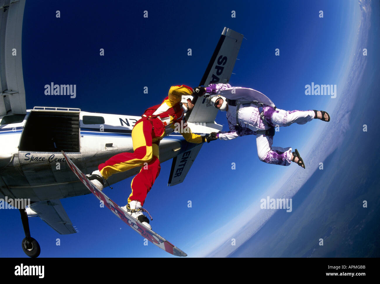Clif Burch and Valery Rosov falling from plane Titusville, Florida, USA ...