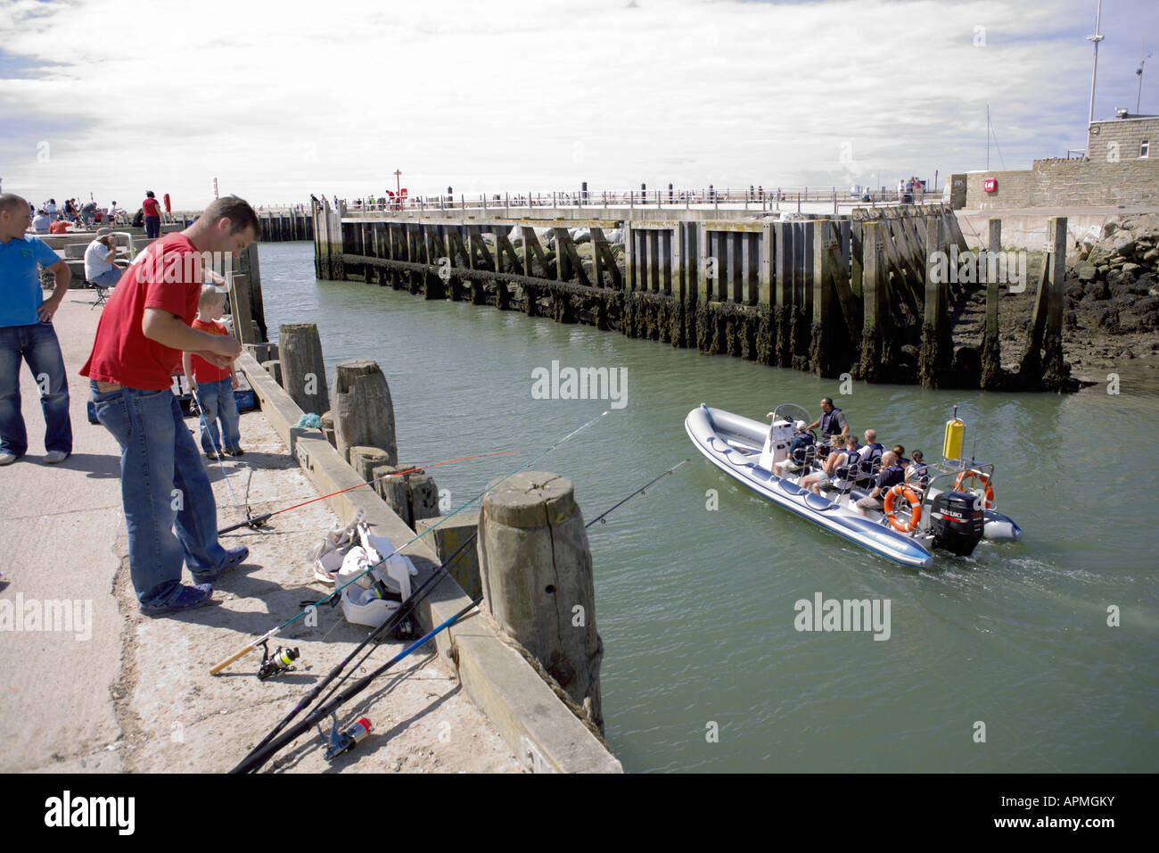 Anglers and Splash Boat West Bay Dorset England Stock Photo - Alamy