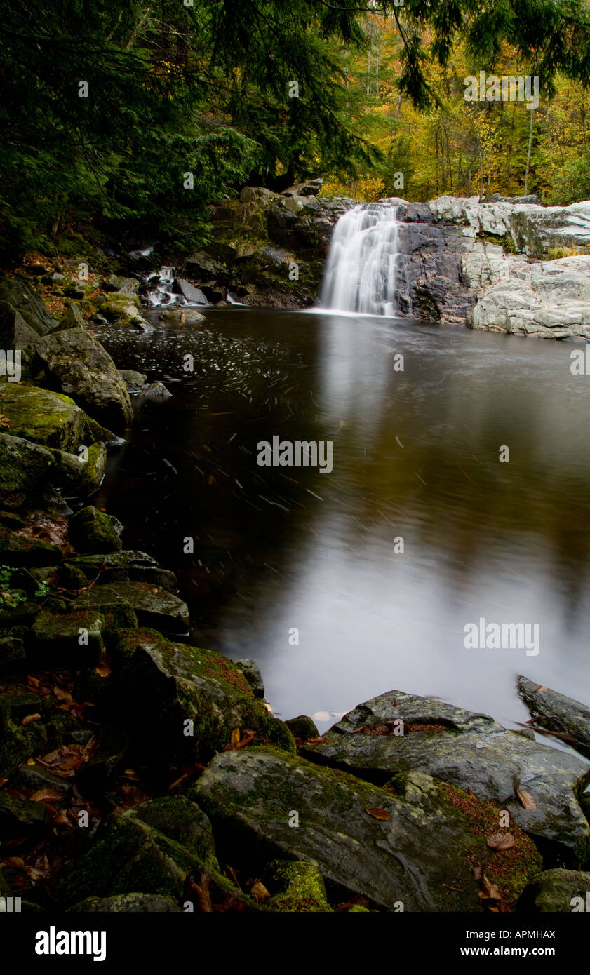 Beautiful Buttermill Falls and foliage near Ludlow Vermont Stock Photo ...