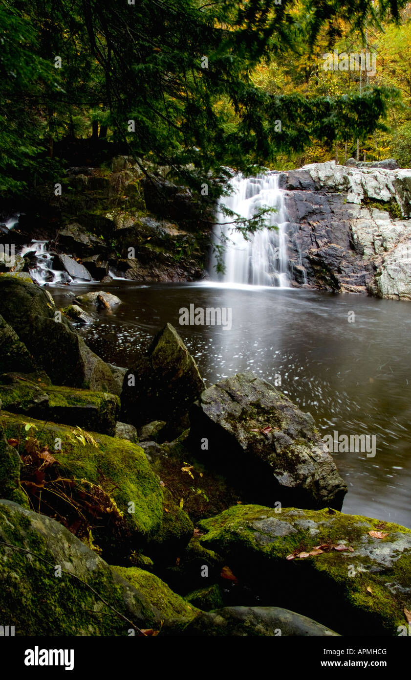 Beautiful Buttermill Falls and foliage near Ludlow Vermont Stock Photo ...