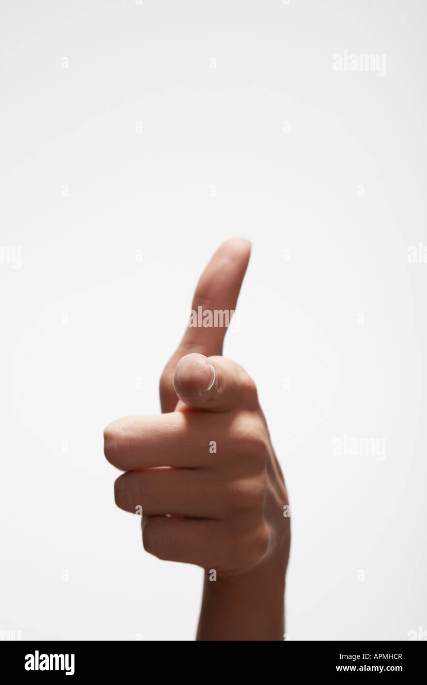 Woman's hand pointing towards camera (close-up Stock Photo - Alamy