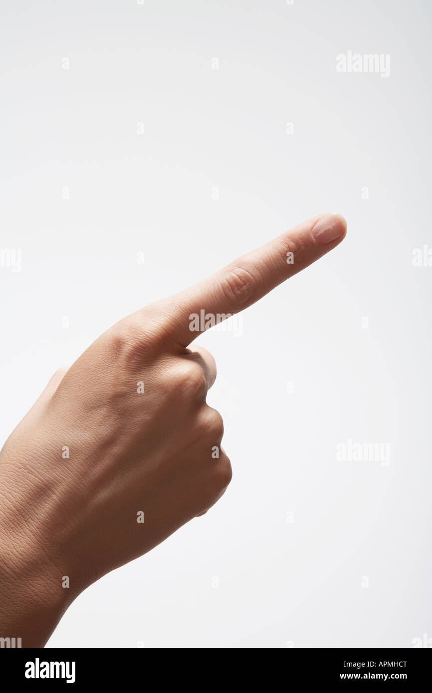 Woman's hand pointing (close-up Stock Photo - Alamy