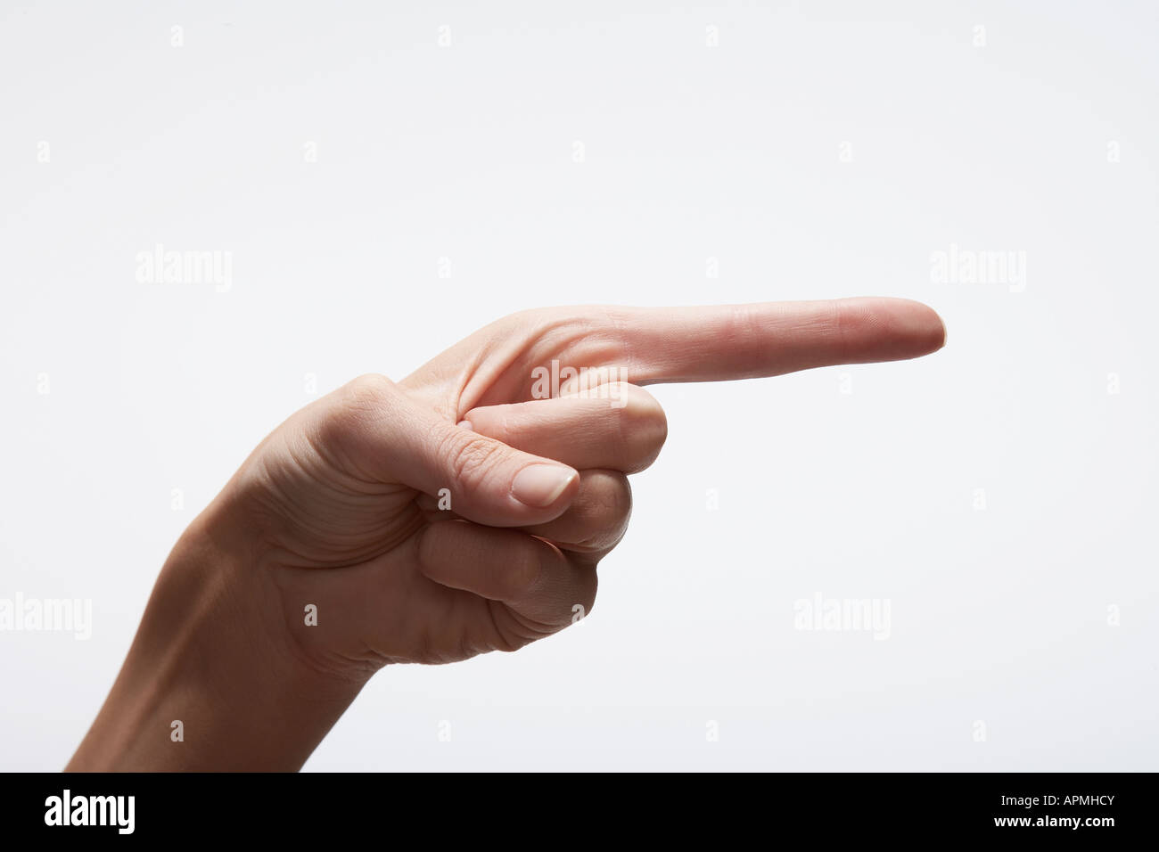 Woman's hand pointing (close-up Stock Photo - Alamy