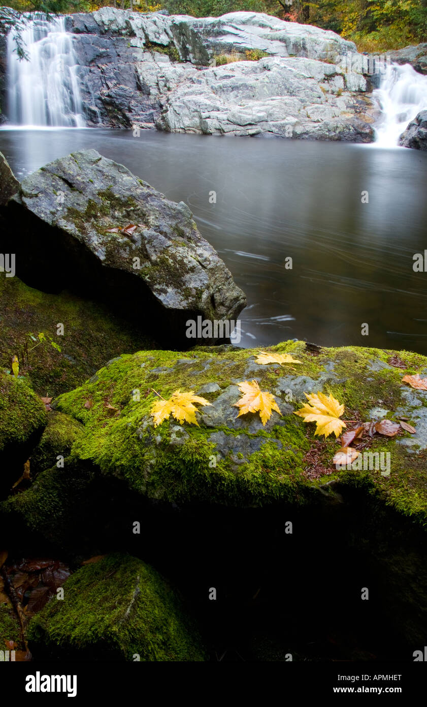 Beautiful Buttermill Falls and foliage near Ludlow Vermont Stock Photo ...
