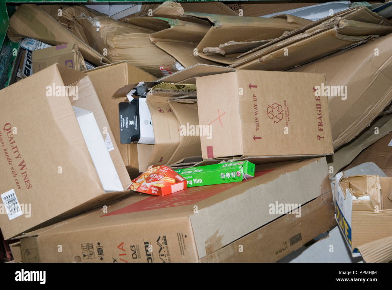 recycling cardboard waste in the uk Stock Photo - Alamy