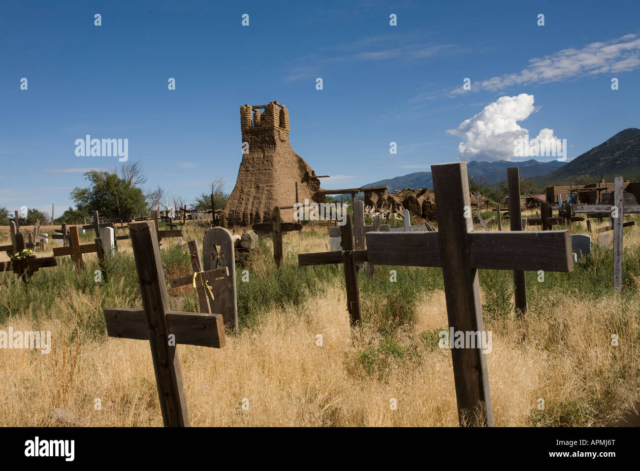 Active Indian cemetery at Taos Pueblo, Taos, New Mexico Stock Photo - Alamy