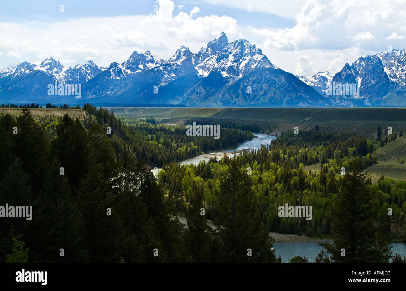 Famous spot of Ansel Adams Snake River scene at beautiful Grand Tetons ...