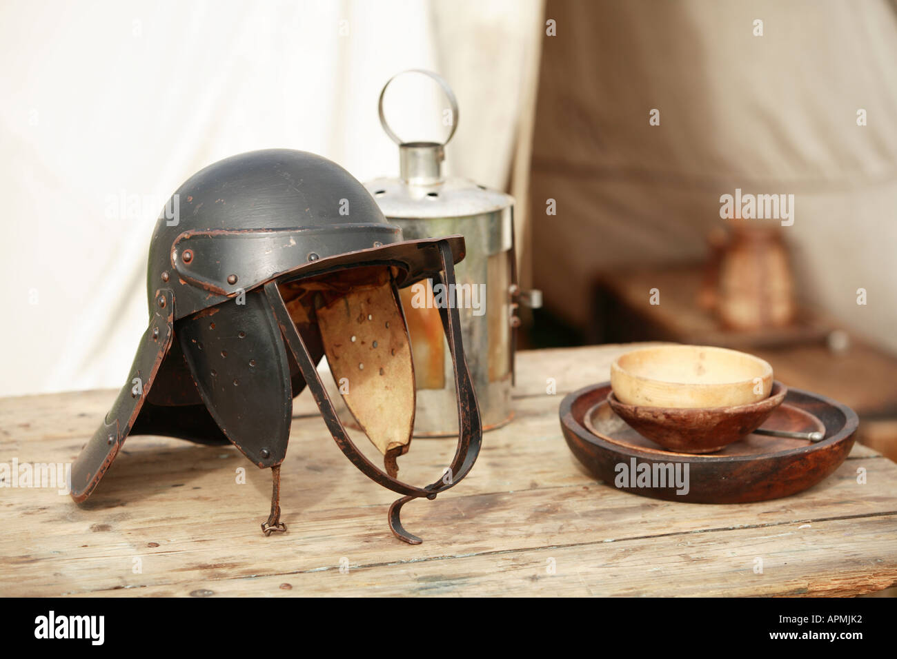 A copy of a 17th Century Roundheads helmet used during historical re ...
